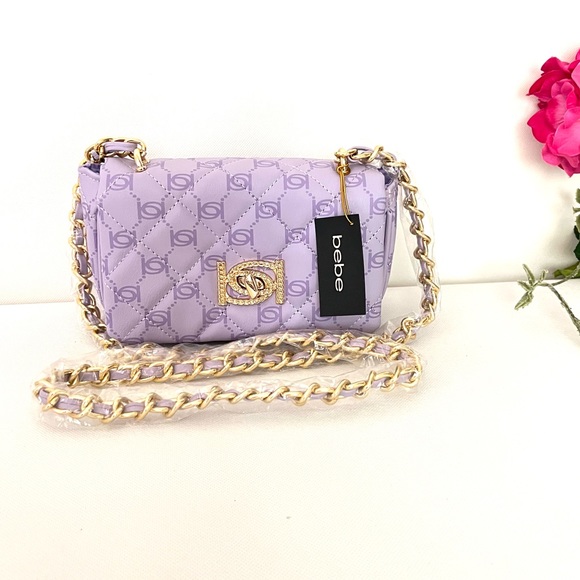 bebe | Bags | Bebe Liv Monogram Crossbody Bag Lavenderdark Lavender ...